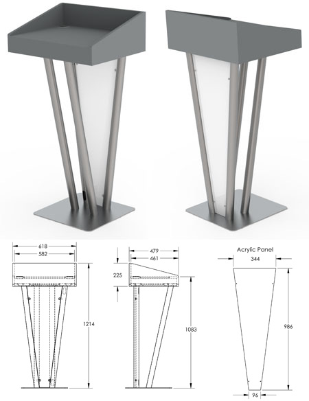 Metal Pulpit - Sturdy Presentation Rostrum