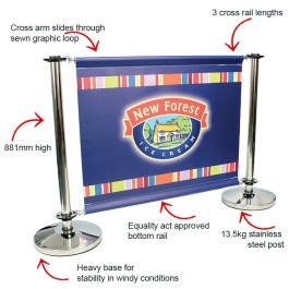 Cafe Barrier System - Posts and Custom Printed Banners