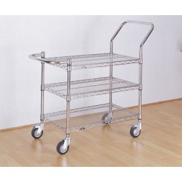 3 Tier Chrome Wire Trolley | Discount Displays