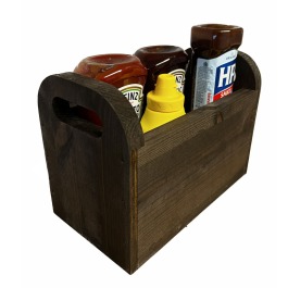 Wooden Pub Condiments Box