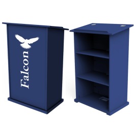 Falcon Wooden Lectern with Storage Shelves | Discount Displays