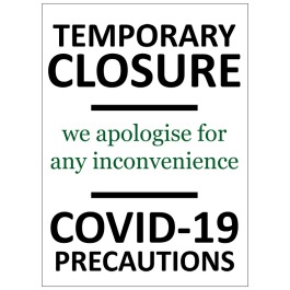 Temporary Closure COVID-19 - Pack of 10 Poster | Sticker