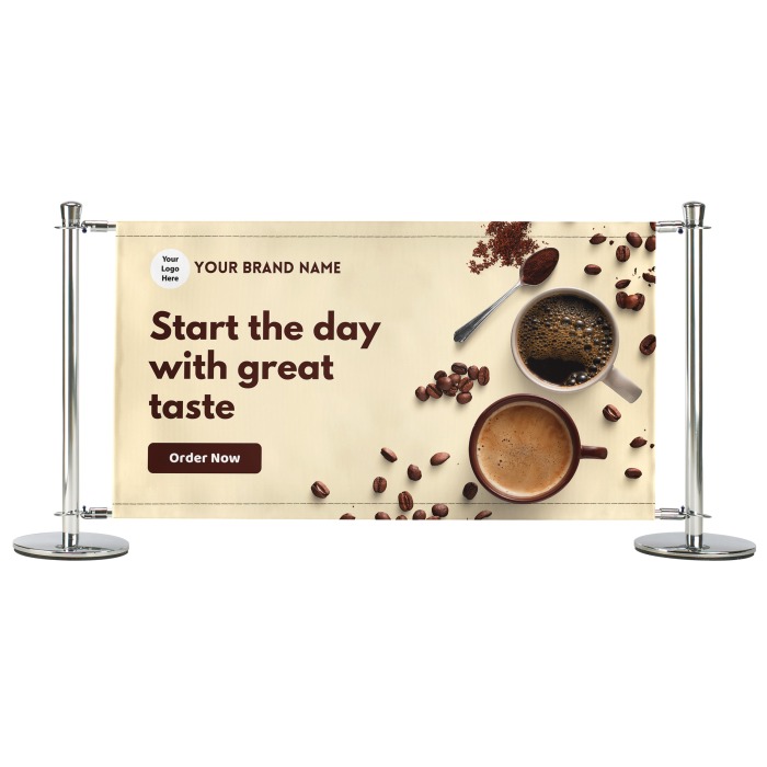 Pre-Designed Cafe Barrier Banner - Start The Day With A Great Taste